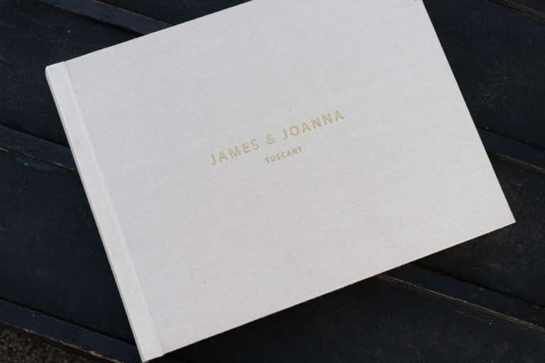 Natural Linen Wedding Album Cover For This Italian Wedding